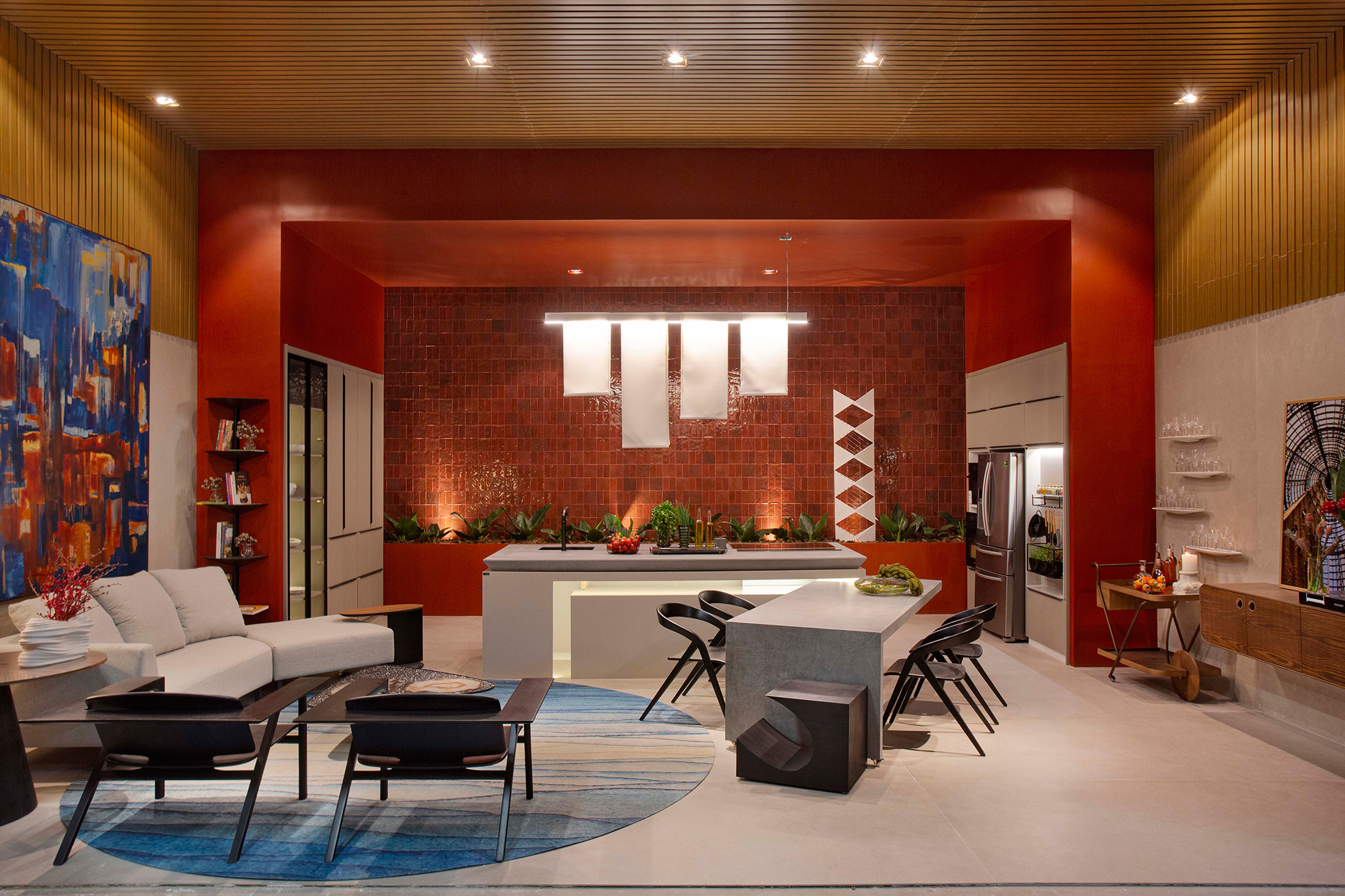Gourmet living highlights the central island with vibrant colors at ...