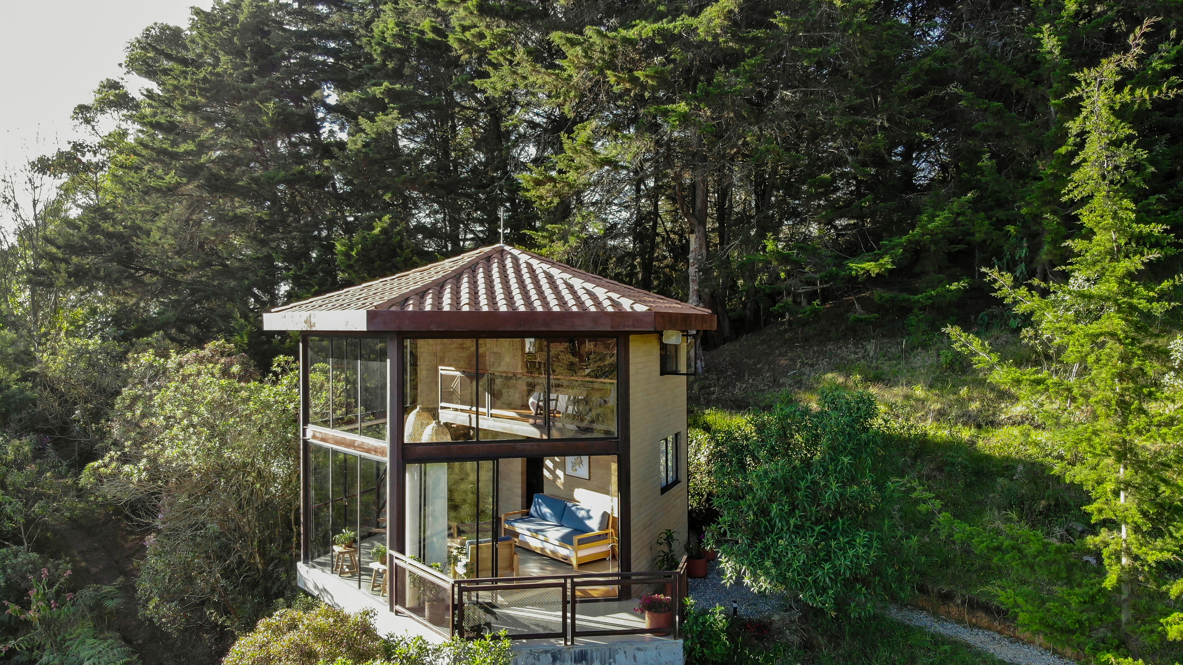 Sustainable hotel in Colombia made with compacted earth bricks